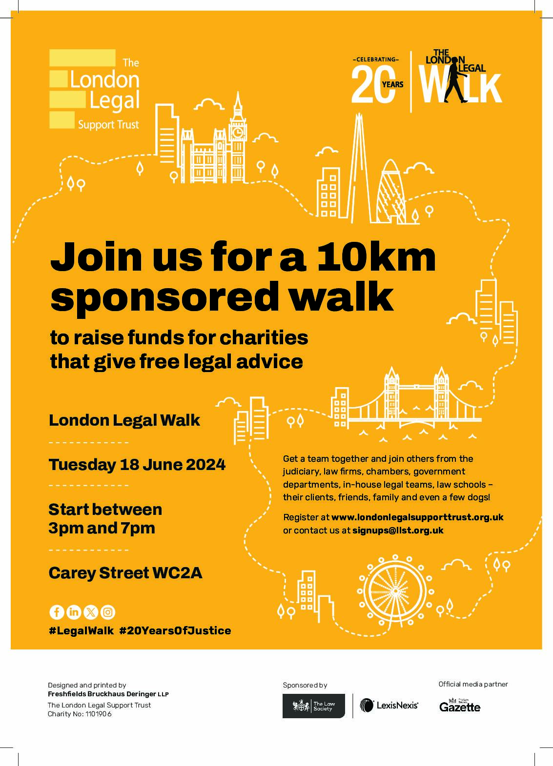 London Legal Walk Posters 2024 - London Legal Support Trust - LLST