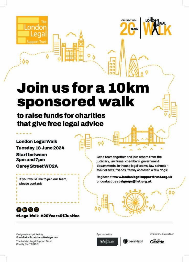 London Legal Walk Posters 2024 - London Legal Support Trust - LLST